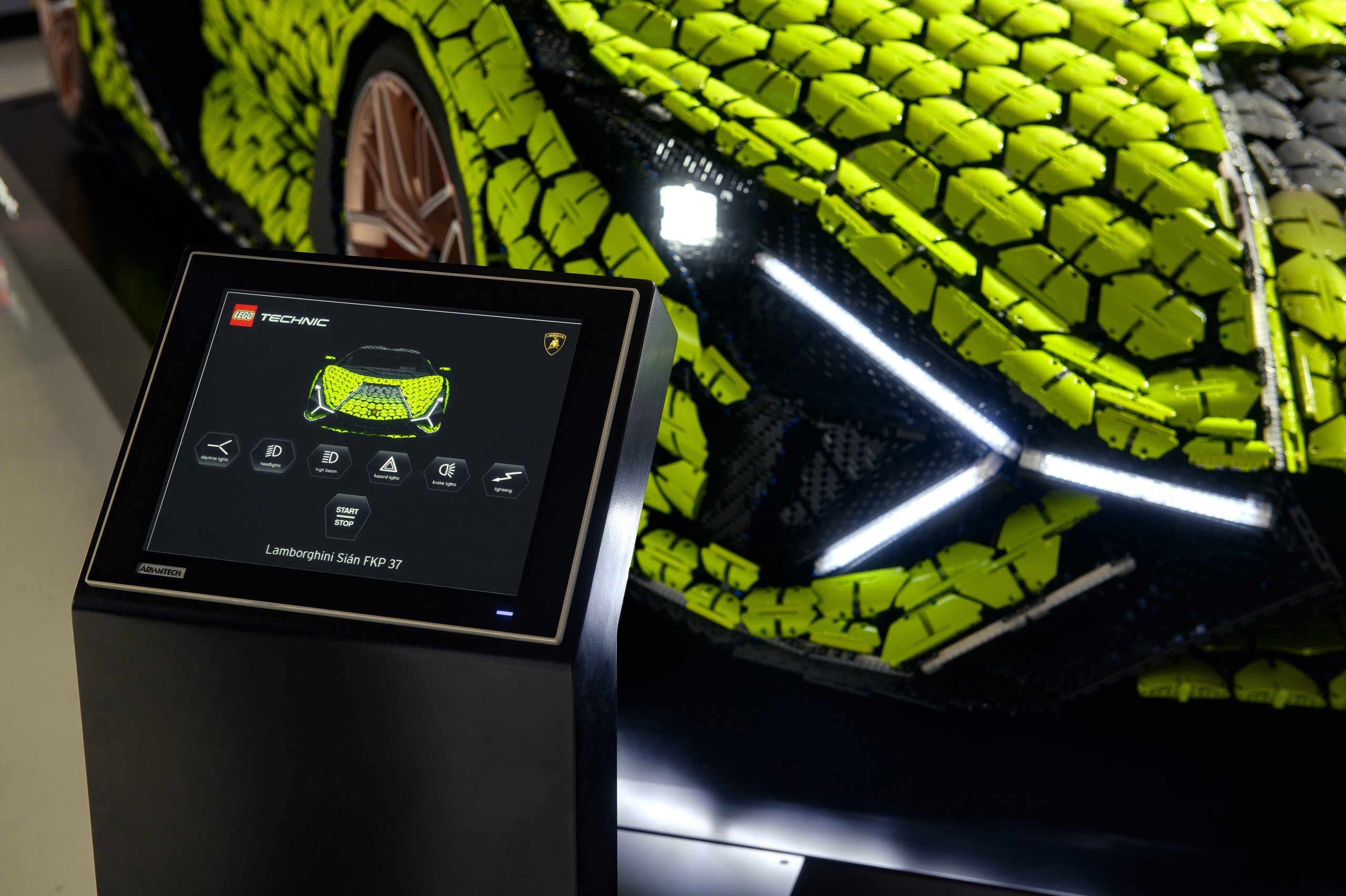 Life-Size LEGO Technic Lamborghini Sián FKP 37 at Museo